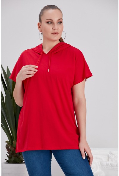 Rmg Kapşonlu Büyük Beden Kadın T-shirt