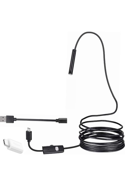 Powermaster 3ın1 Micro Usb+Type C+Pc 7 mm Işıklı 5 Metre Endeskop Yılan Kamera- Androıd Uyumlu Powermaster 3ın1 Micro Usb+Type C+Pc 7 mm Işıklı 5 Metre Endeskop Yılan Kamera- Androıd Uyumlu
