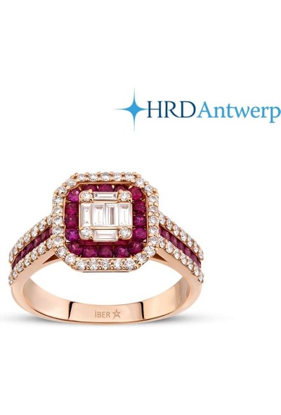 İber F Renk SI 1.40 Karat Pırlanta Yakut Taşlı Yüzük - PYZ1006HRD