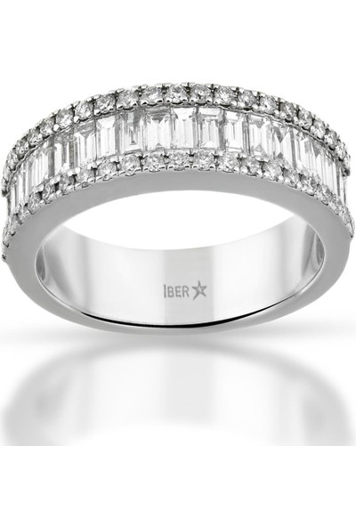 İber Diamond İber F Renk SI 1.23 Karat Pırlanta Taşlı Baget Yüzük - PYZ0931
