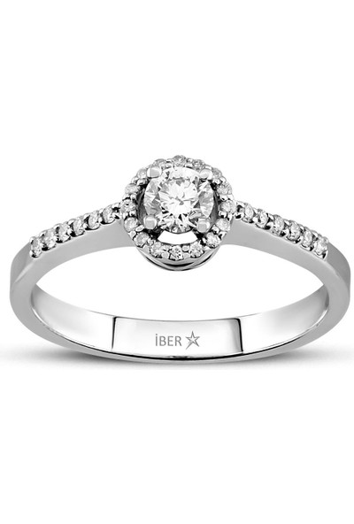 İber F Renk SI 0.39 Karat Pırlanta Taşlı Tektaş Yüzük - PYZ0943