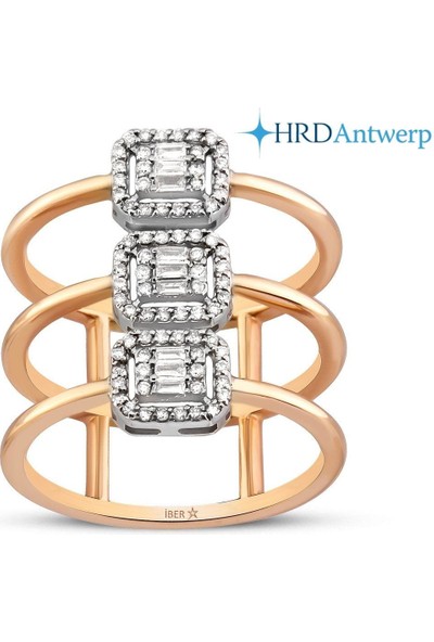 İber F Renk SI 0.38 Karat Pırlanta Taşlı Baget Yüzük - PYZ0588HRD