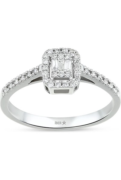 İber Diamond İber F Renk SI 0.23 Karat Pırlanta Taşlı Baget Yüzük - PYZ1203