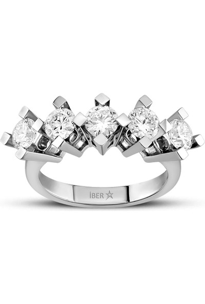 İber F Renk SI 1.55 Karat Pırlanta Taşlı 5 Taş Yüzük - PYZ1103