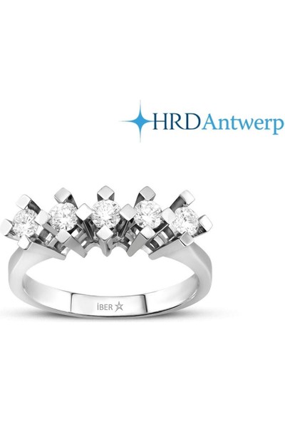 İber Diamond İber F Renk SI 0.40 Karat Pırlanta Beştaş Yüzük - PYZ0281HRD