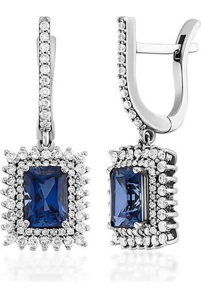 İber F Renk SI 3.51 Karat Pırlanta Taşlı Safir Küpe - PKP0349HRD