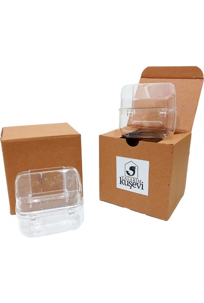 Tasarımkuşevi Şeffaf Muhabbet Kuşu Veya Diğer Kafes Kuşu Yemliği 2'li