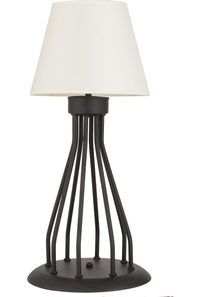 Apliqa Legna Beyaz Şapkalı Siyah Abajur