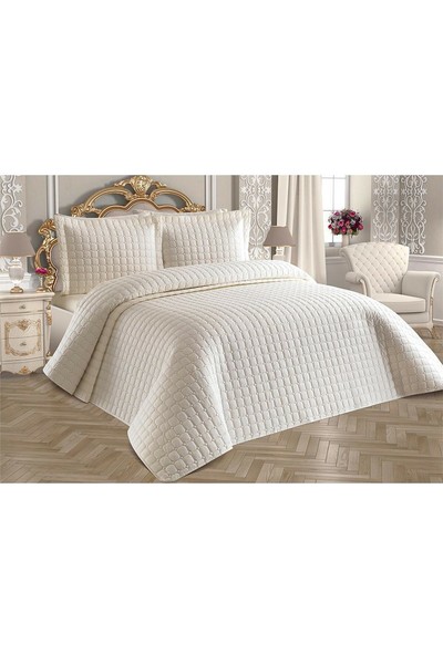 Kadınca Dükkan Kapitoneli Çift Kişilik Yatak Örtüsü Takımı