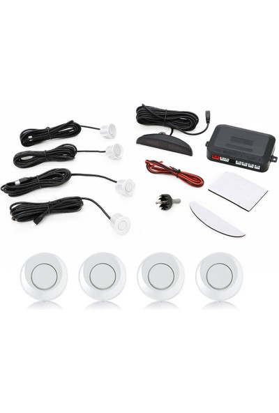 Techmaster Dijital Ekranlı Araç Park Sensörü Ses Ikazlı 4 Sensörlü Beyaz Techmaster Dijital Ekranlı Araç Park Sensörü Ses Ikazlı 4 Sensörlü Beyaz