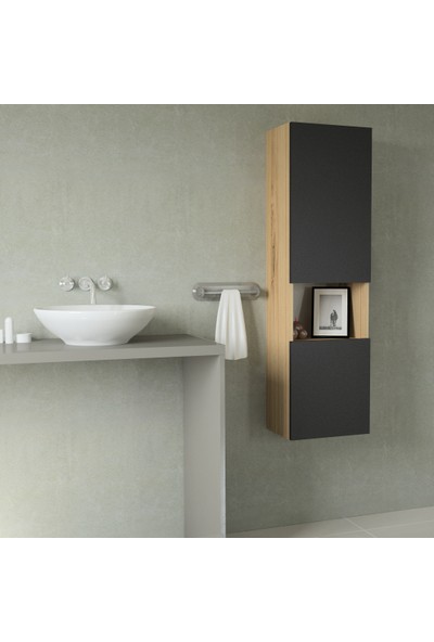 Mobilique %100 Mdf Banyo Dolabı Duvar Tipi Ahşap Antrasit Mobilique %100 Mdf Banyo Dolabı Duvar Tipi Ahşap Antrasit