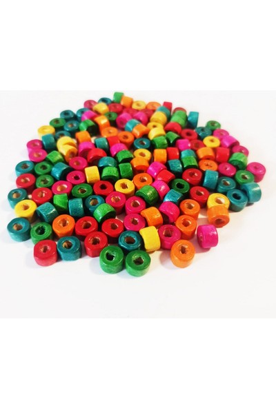 Subu Takı 300 Adet 7x5 mm Yuvarlak Ahşap Boncuk Karışık Renkli Takı Malzemesi Subu Takı 300 Adet 7x5 mm Yuvarlak Ahşap Boncuk Karışık Renkli Takı Malzemesi