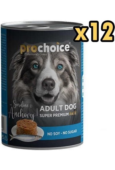 Pro Choice Sardunya ve Hamsili Yetişkin Köpek Konservesi 400 gr x 12