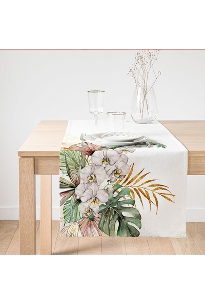 Real Homes Tropik Yaprak Motifli Dijital Baskılı Dekoratif Süet Runner Real Homes Tropik Yaprak Motifli Dijital Baskılı Dekoratif Süet Runner