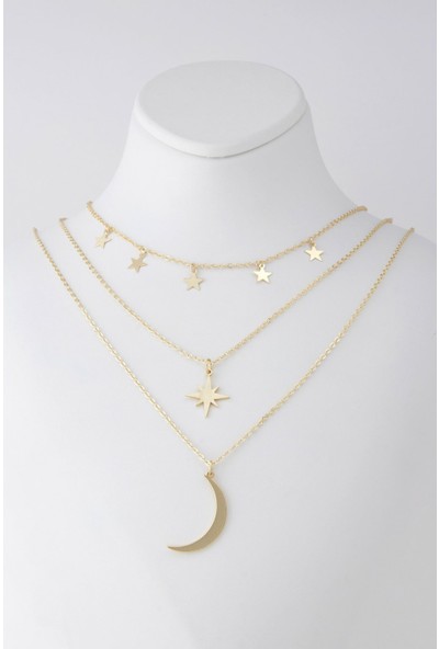 Sortie Accessories Çelik Kutup Yıldızı ve Hilal Figürlü Kombin Kolye Sortie Accessories Çelik Kutup Yıldızı ve Hilal Figürlü Kombin Kolye