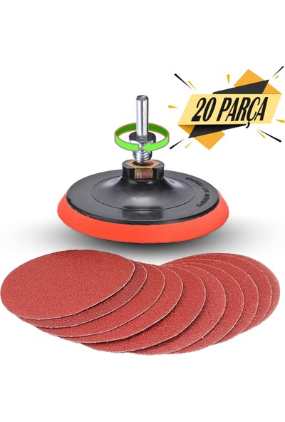 Badem10 Cırt Zımpara Seti + Matkap Aparatı 115 mm (20 Parça) Badem10 Cırt Zımpara Seti + Matkap Aparatı 115 mm (20 Parça)
