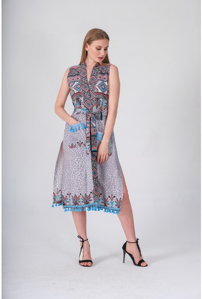 Narina Vual Kumaştan Pamuklu Püskül Detaylı Uzun Yelek Pareo ve Plaj Elbisesi Narina Vual Kumaştan Pamuklu Püskül Detaylı Uzun Yelek Pareo ve Plaj Elbisesi