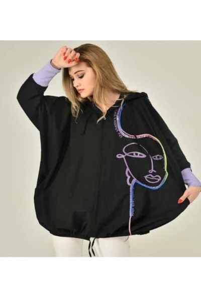 TK Fashion Kadın Siyah Yağmurluk