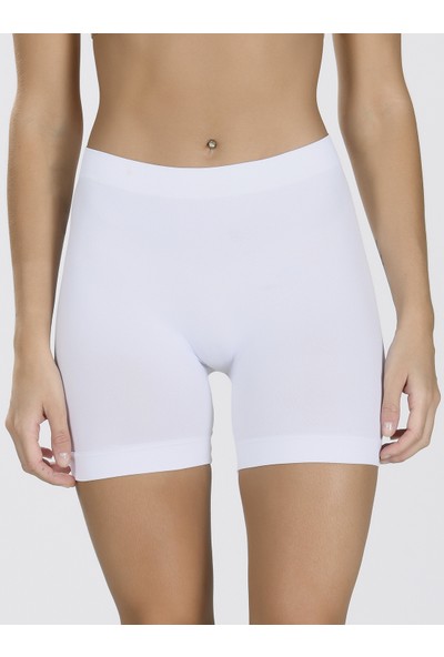 NBB Dikişsiz Yüksel Bel Uzun Şort Ten