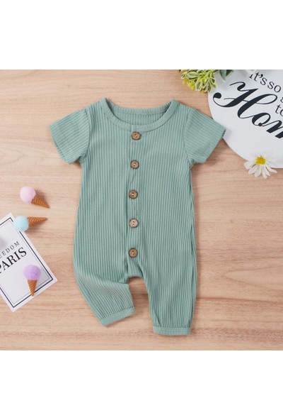Little Honey Bunnies Mint Yeşili Düğme Detaylı Romper Little Honey Bunnies Mint Yeşili Düğme Detaylı Romper
