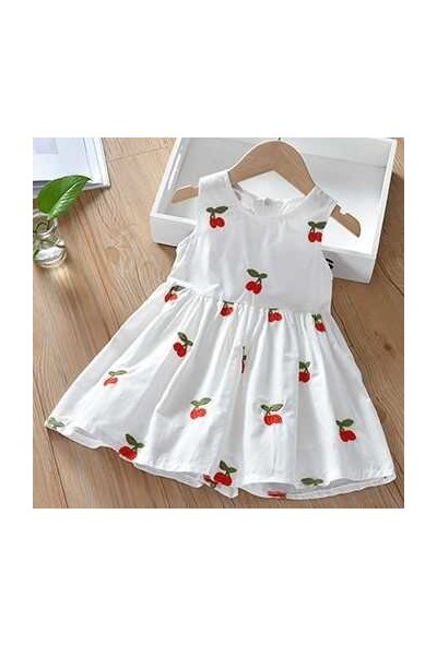 Little Honey Bunnies Kiraz Detaylı Beyaz Elbise Little Honey Bunnies Kiraz Detaylı Beyaz Elbise