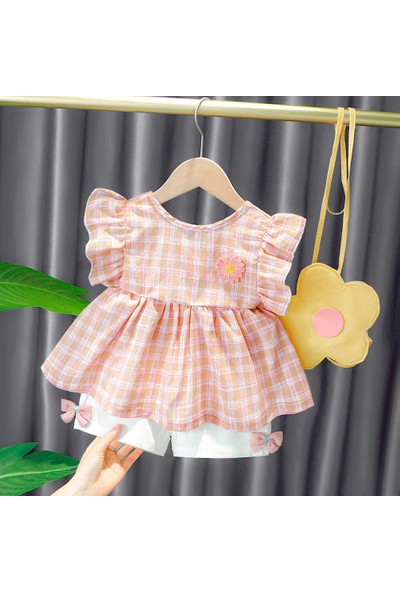 Little Honey Bunnies Pembe Pötikareli Bluz ve Beyaz Kelebek Detaylı Şort 3li Takı Little Honey Bunnies Pembe Pötikareli Bluz ve Beyaz Kelebek Detaylı Şort 3li Takı