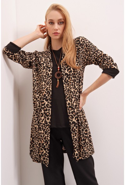 Butik Buruc Kadın Leopar Şal Yaka Içli Ceket Butik Buruc Kadın Leopar Şal Yaka Içli Ceket