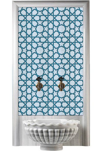 Armada Çini 60 x 100 cm Sp 89-V Turkuaz Beyaz Serigraf Türk Hamamı Pano Armada Çini 60 x 100 cm Sp 89-V Turkuaz Beyaz Serigraf Türk Hamamı Pano