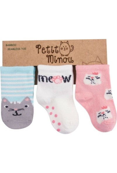Petit Minou 3'lü Meow Soket Bebek Çorabı 2106