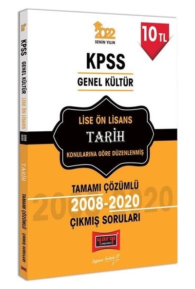 Yargı Yayınevi KPSS 2022 Genel Kültür Lise Ön Lisans Tarih Tamamı Çözümlü Çıkmış Sorular