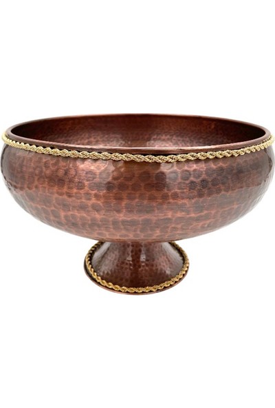Tanrıkulu Bakırcılık Bakır Sunum Tabağı Derin Altın Zincir Aksesuarlı Çok Amaçlı