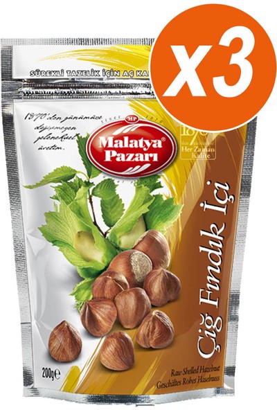 Malatya Pazarı Murat Palancı Çiğ Fındık Içi 3 x 200 gr