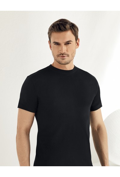 Şahinler Kısa Kollu Bisiklet Yaka Penye Atlet Siyah ME004