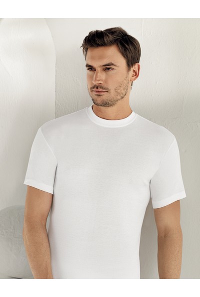Şahinler Erkek Beyaz Kısa Kollu Yakalı Ribana Atlet ME022