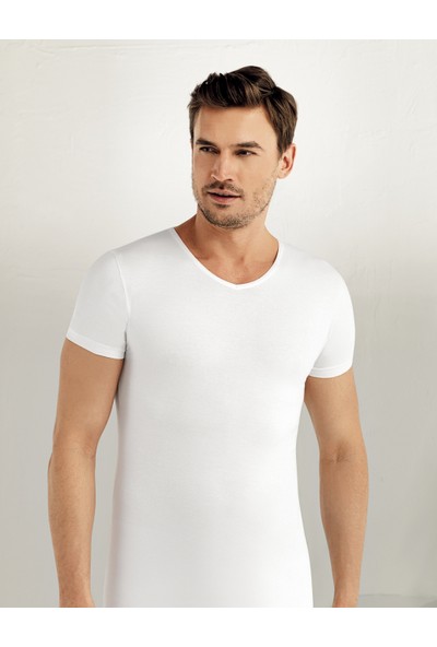 Şahinler Kısa Kol V Yakalı Likralı Süprem Atlet Beyaz ME072 Şahinler Kısa Kol V Yakalı Likralı Süprem Atlet Beyaz ME072