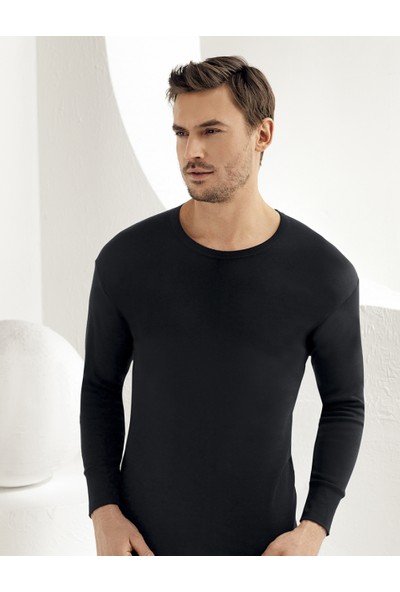 Şahinler Erkek Siyah Uzun Kol Bisiklet Yaka İnterlok İçlik ME016