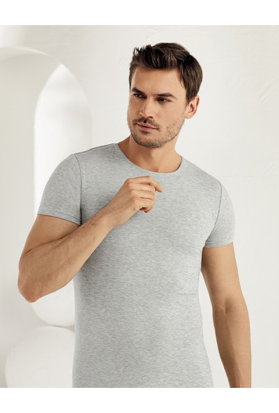 Şahinler Kısa Kollu Bisiklet Yaka Likralı Atlet Gri ME069 Şahinler Kısa Kollu Bisiklet Yaka Likralı Atlet Gri ME069