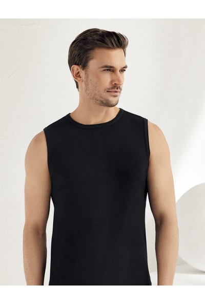 Şahinler Erkek Siyah Sıfır Kollu Bisiklet Yaka Ribana Atlet ME023 Şahinler Erkek Siyah Sıfır Kollu Bisiklet Yaka Ribana Atlet ME023