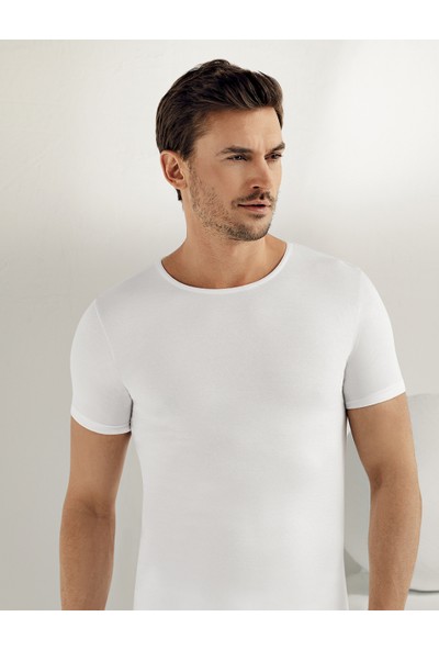 Şahinler Erkek Beyaz Kısa Kollu Likralı Süprem Atlet ME068