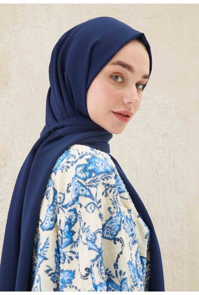 Fresh Scarfs Krinkıl Medine Ipeği Şal Lacivert