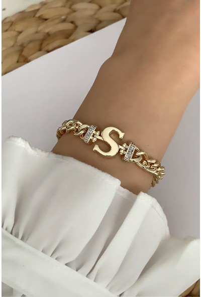 ÇLK Accessories Gold S Harf Bileklik