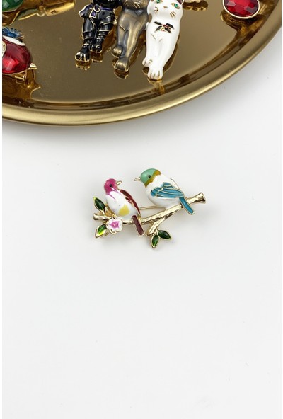 ÇLK Accessories Renkli Kuş Broş