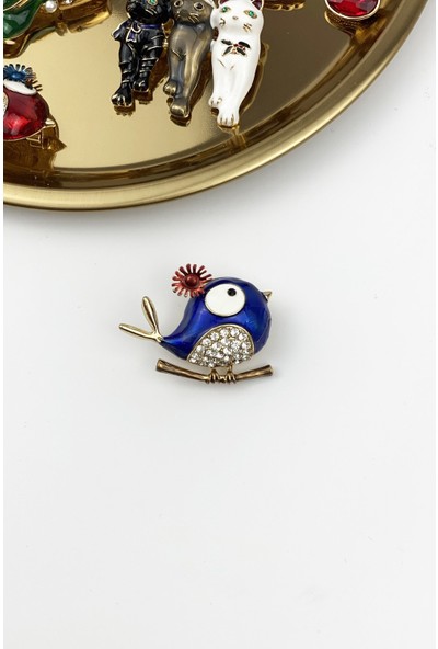 ÇLK Accessories Renkli Taşlı Kuş Broş