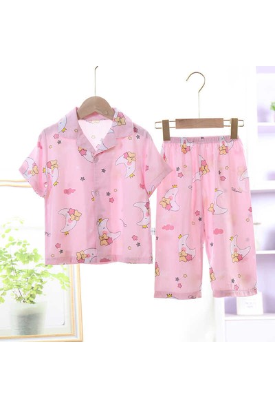 Little Honey Bunnies Pembe Ay Desenli Pijama Takımı