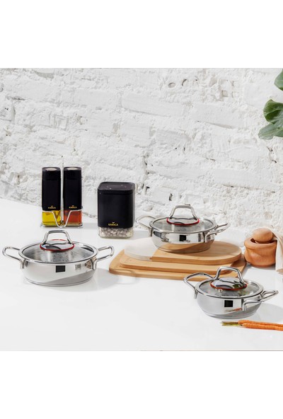 Karaca Sarıyer 6 Parça Çelik Sahan Set Karaca Sarıyer 6 Parça Çelik Sahan Set