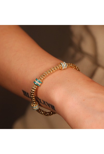 Adil Idil Kuyumculuk 14 Ayar Taşlı Renkli Halka Künye