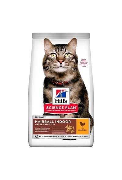 Hills Mature+7 Hairball Indoor Tavuklu Yaşlı Kedi Maması 1.5kg