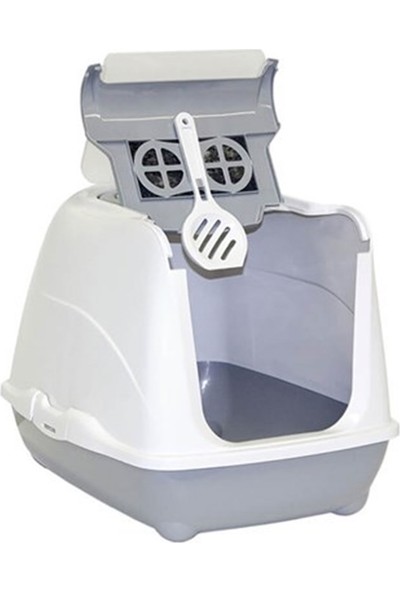 Moderna Flip Cat Filitreli Kapalı Kedi Tuvaleti Gri