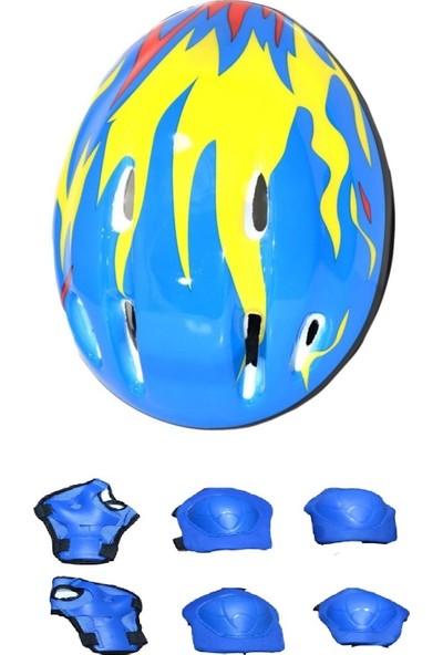 Çocuk Kask Bisiklet Paten Scooter Koruyucu Kask 7 Parça Çocuk Kask Bisiklet Paten Scooter Koruyucu Kask 7 Parça