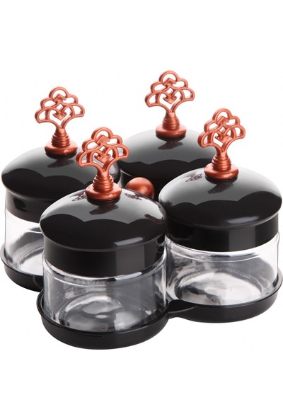 Ebrulihomeart Cam Baharat Takımı 4'lü Siyah